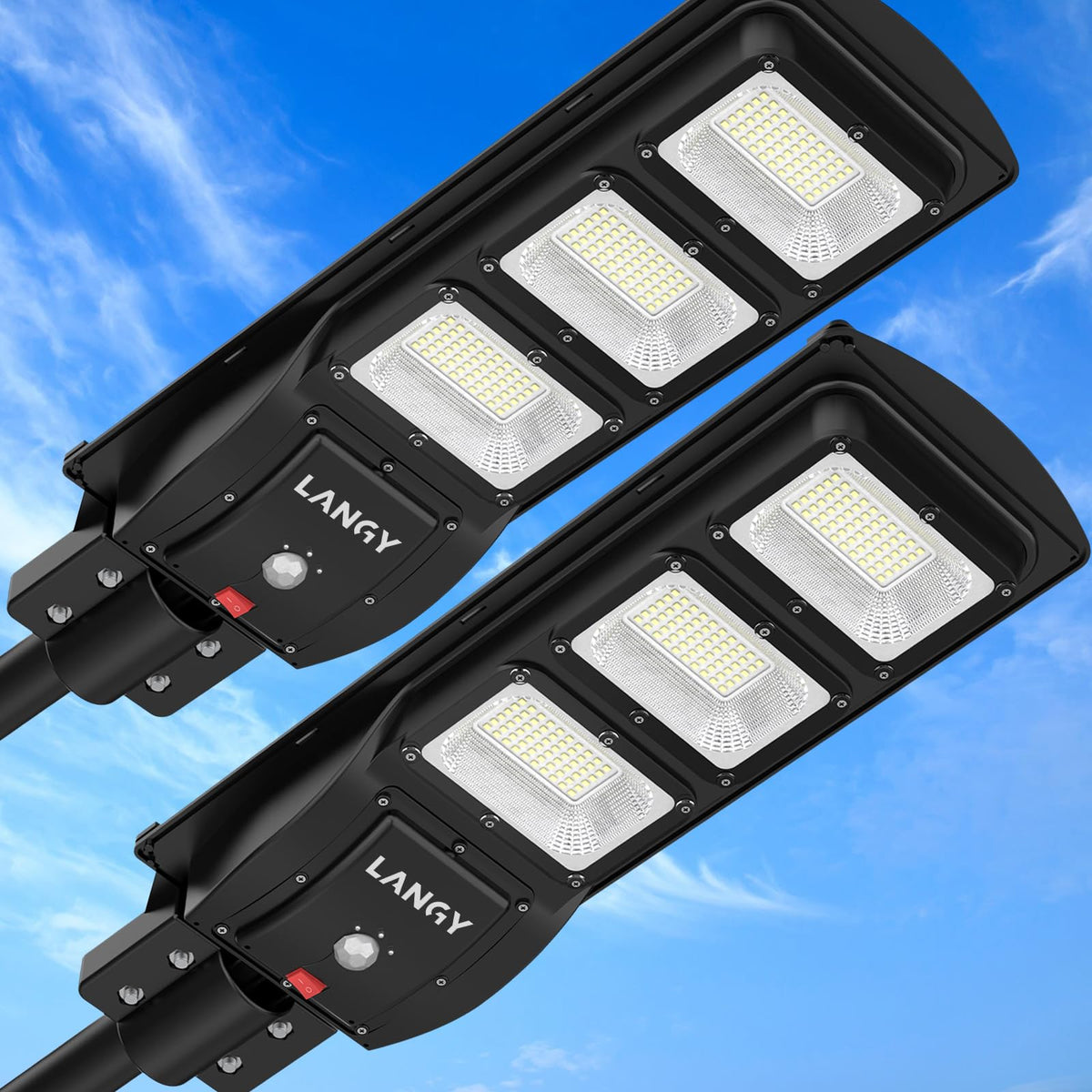 LANGY Solar Street Light Outdoor, Upgraded Solar Parking Lot Lights Du