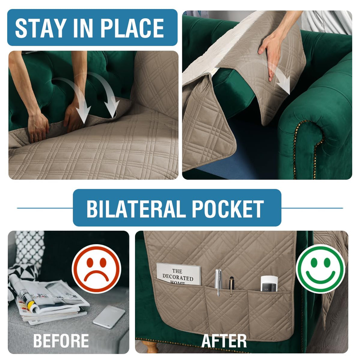 H.VERSAILTEX 100% Waterproof Traditional Chesterfield Sofa Covers Wash