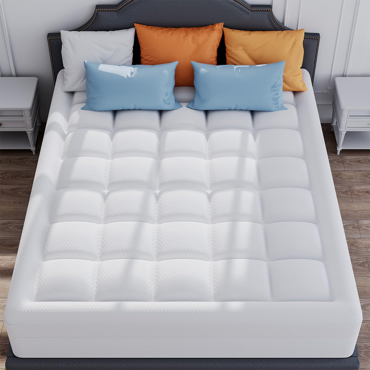 ELEMUSE Dual Layer 3 Inch Memory Foam Mattress Topper Full, 2 Inch Coo