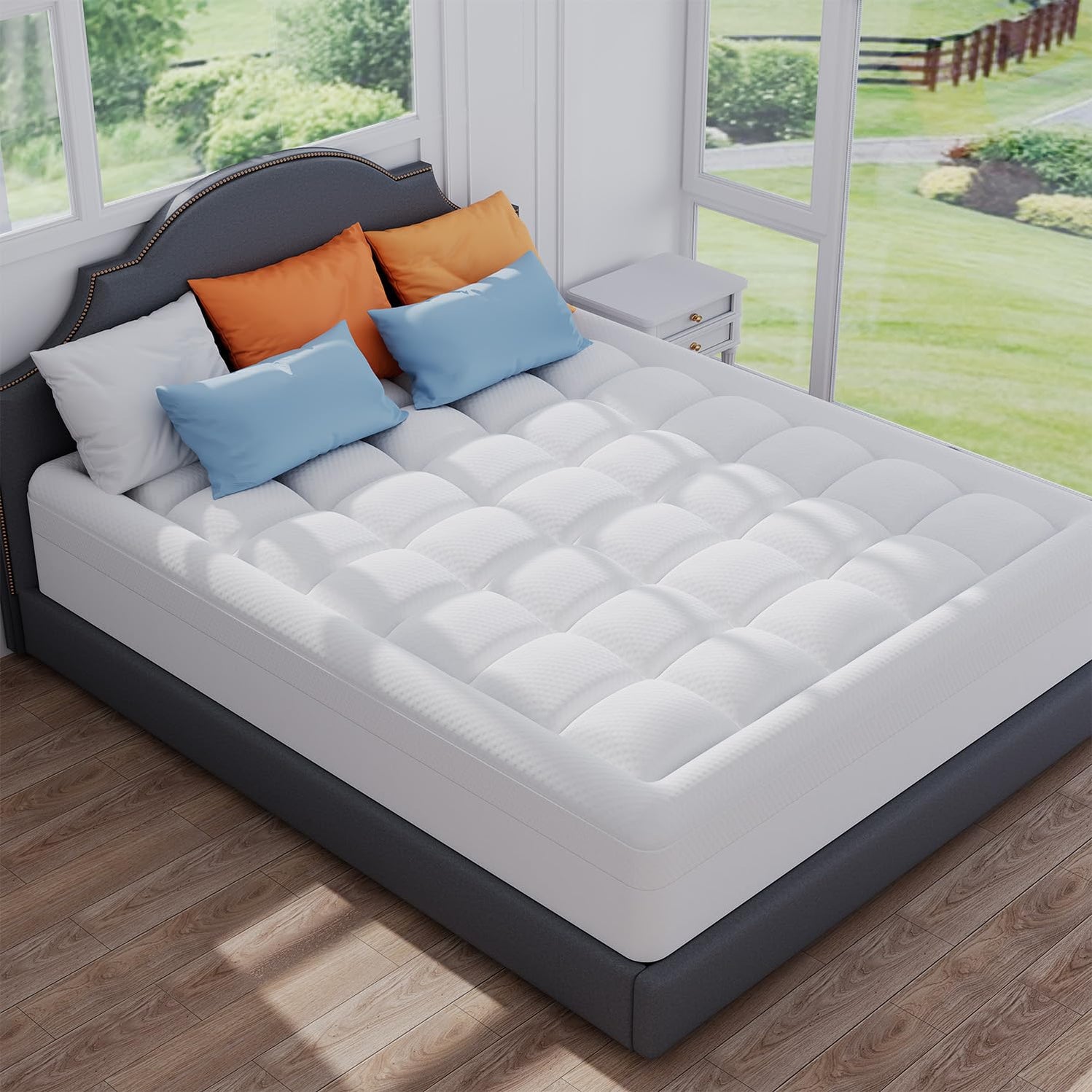 ELEMUSE Dual Layer 3 Inch Memory Foam Mattress Topper Full, 2 Inch Coo