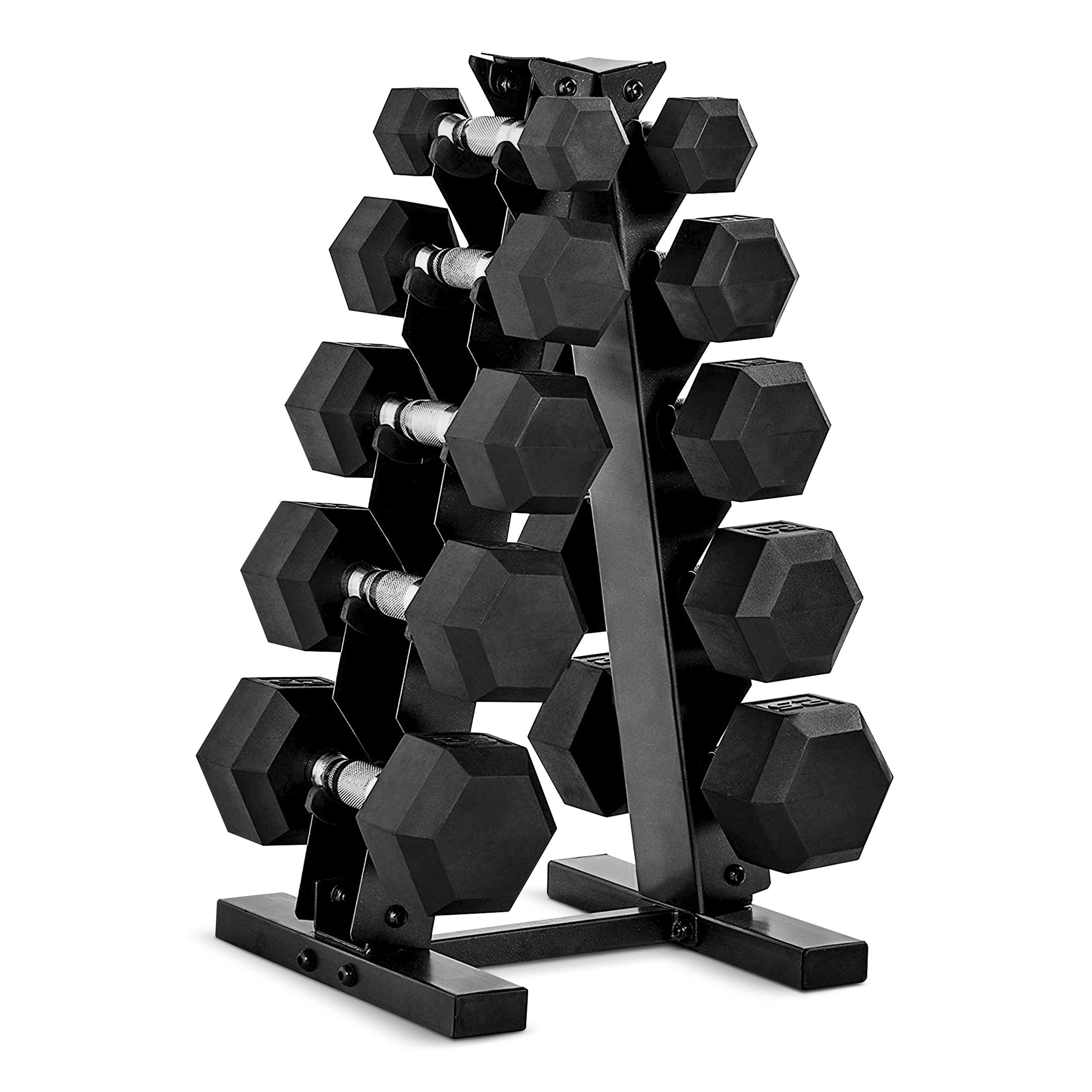 CAP Barbell 150 LB Coated Hex Dumbbell Weight Set with Vertical Rack,