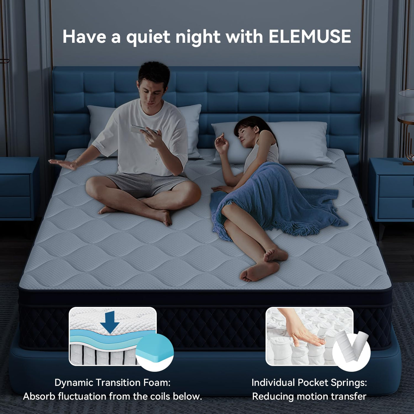ELEMUSE 10 Inch Full Mattress in a Box, Memory Foam Hybrid Mattress wi