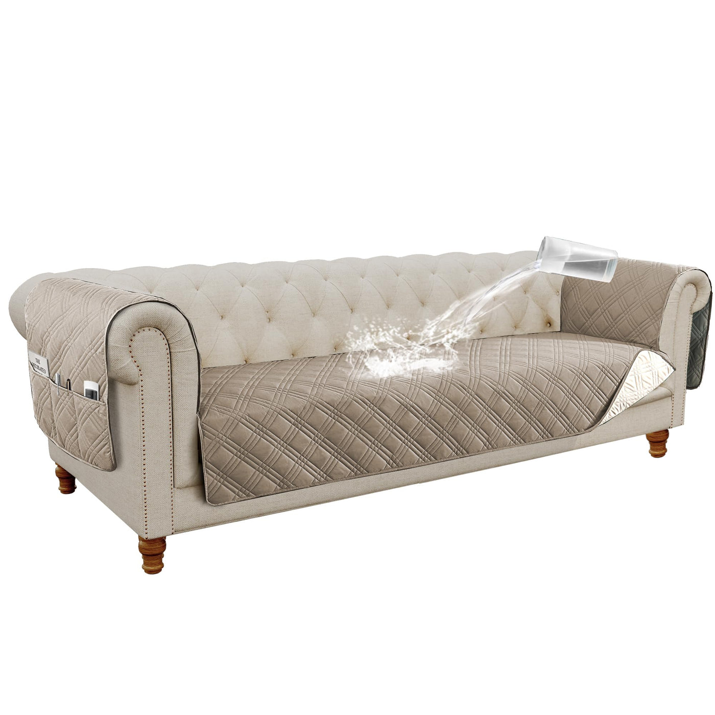 H.VERSAILTEX 100% Waterproof Traditional Chesterfield Sofa Covers Wash