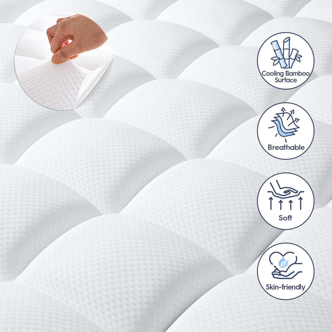 ELEMUSE Dual Layer 3 Inch Memory Foam Mattress Topper Full, 2 Inch Coo