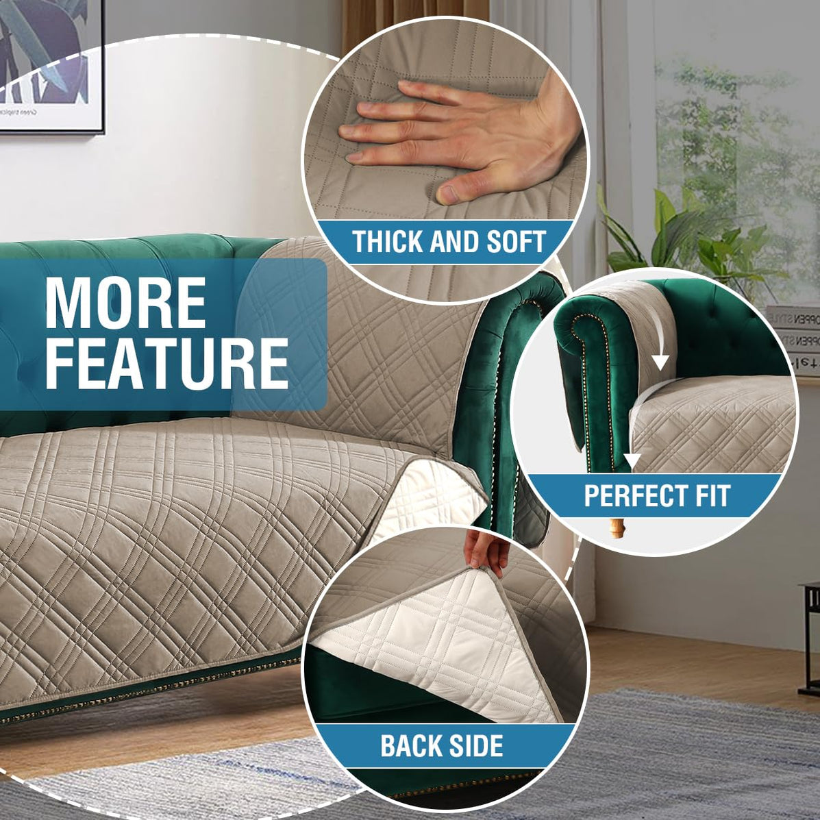 H.VERSAILTEX 100% Waterproof Traditional Chesterfield Sofa Covers Wash