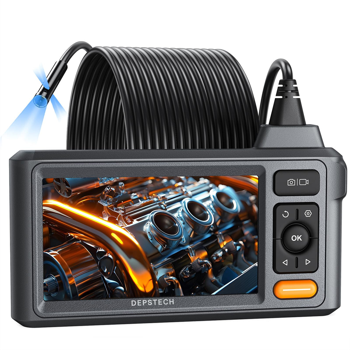 DEPTECH 50ft Sewer Camera, 1080P HD Triple Lens Borescope, 5" IPS Scre