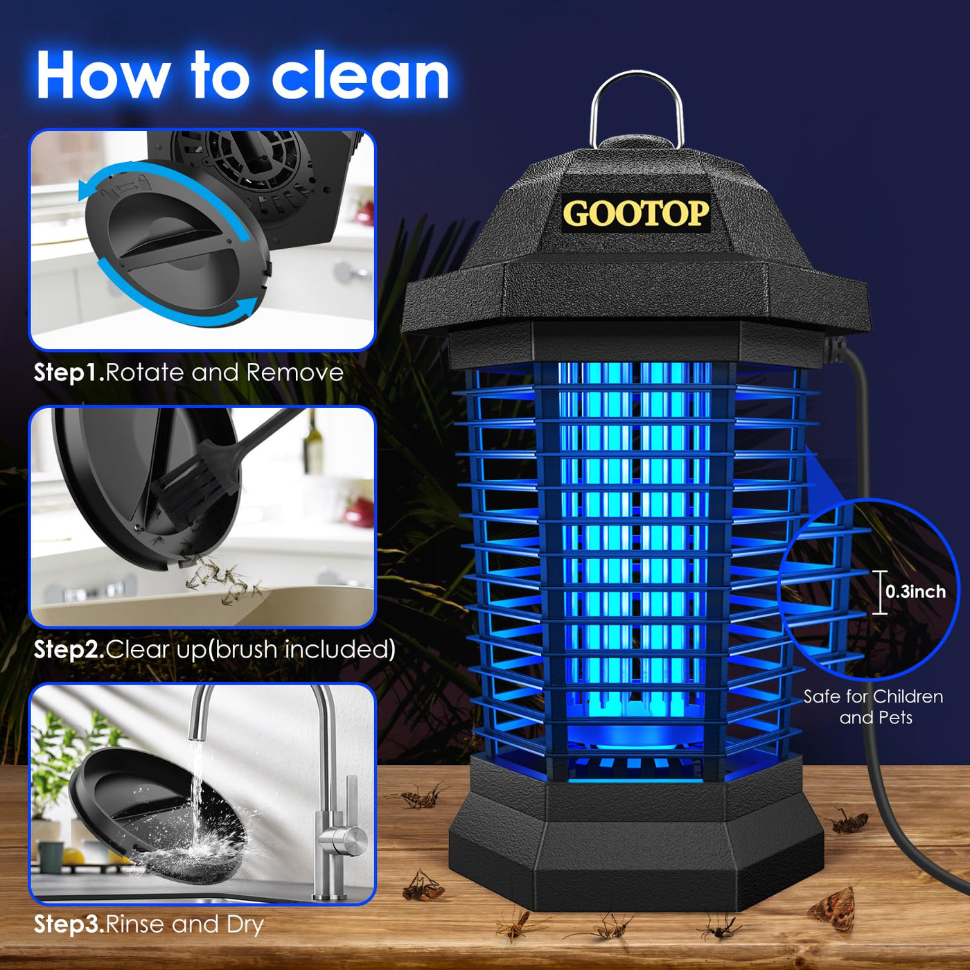 GOOTOP Bug Zapper Outdoor Electric, Mosquito Zapper, Fly Traps, Fly Za