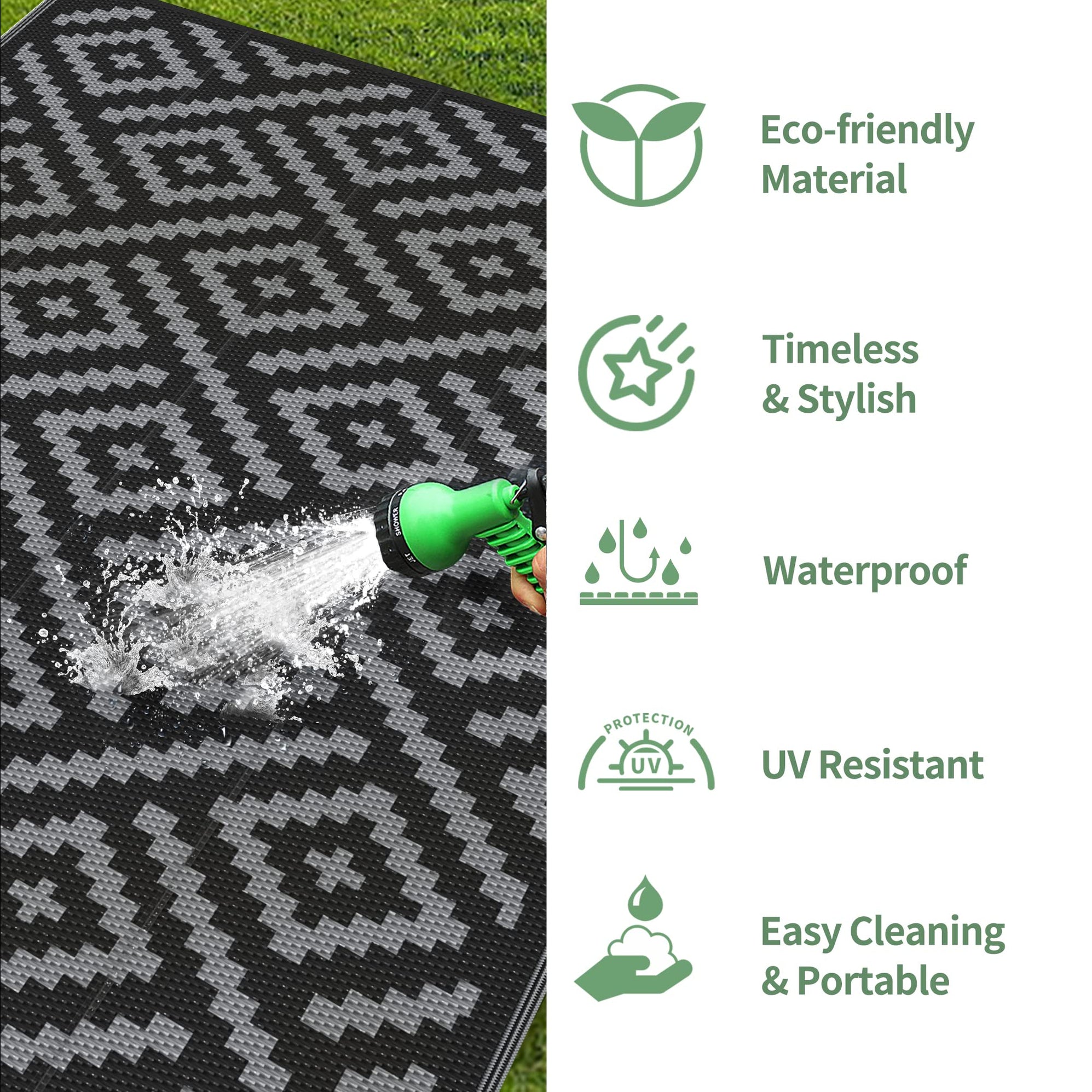 GENIMO Outdoor Rug for Patio Clearance,6'x9' Waterproof Mat,Reversible