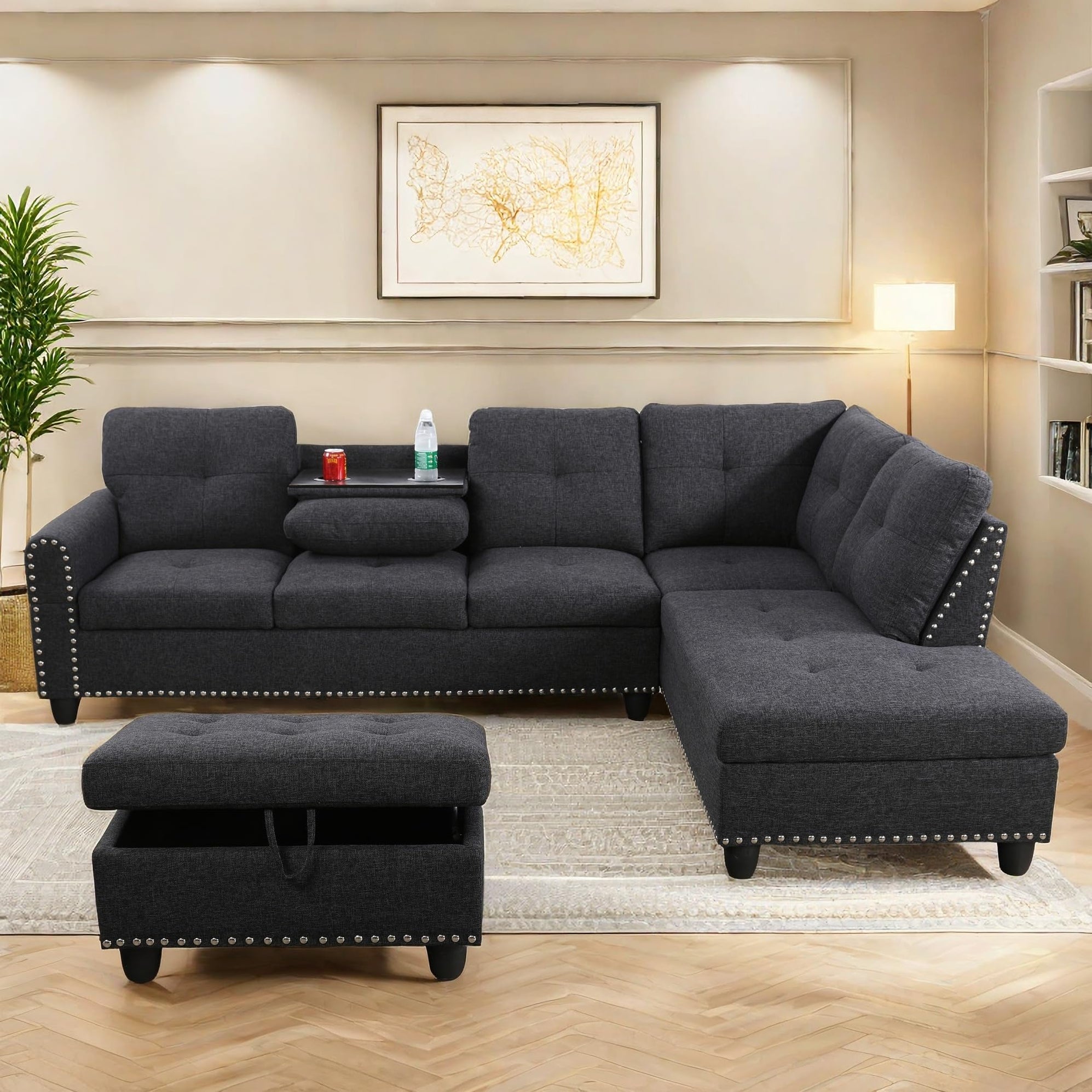 ChicFurnit L Shaped Sectional Couches, Modular Sectional Sofa with Ott