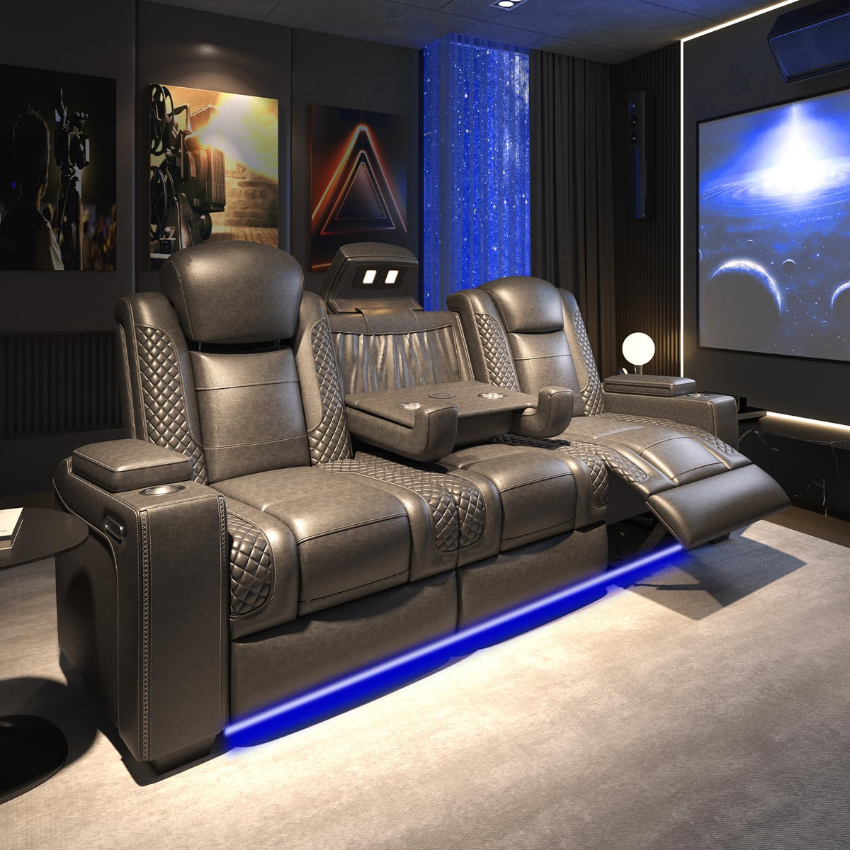Jocisland Home Theater Seating Seats, Dual Motor Movie Loveseat Reclin