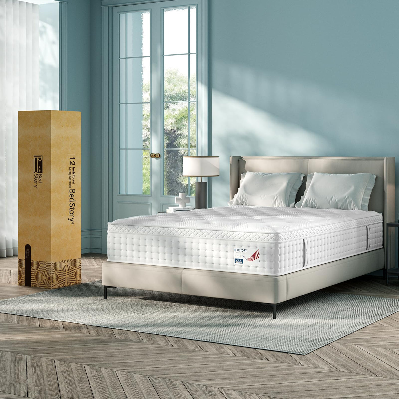 BedStory King Mattress, 14 Inch Deep Sleep Mattress Extra Lumbar & Sho
