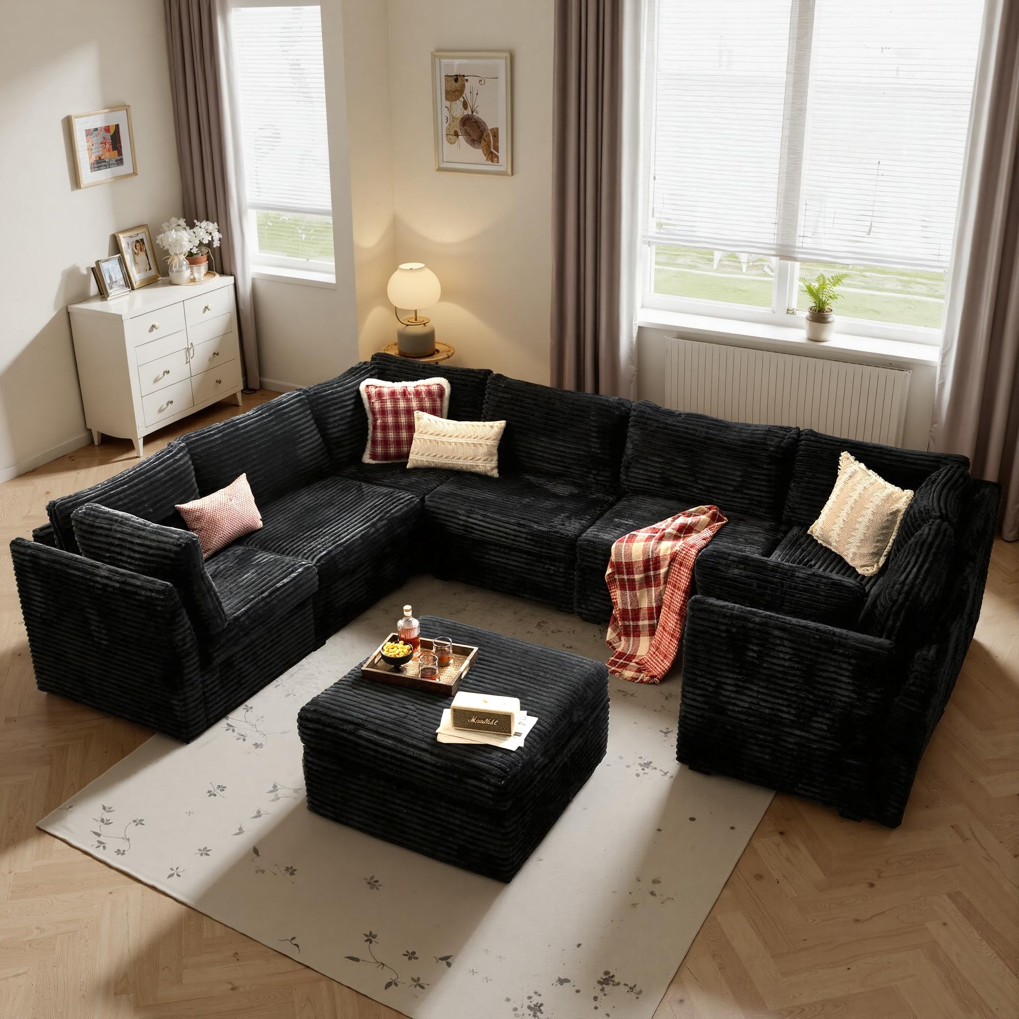 ovios Modular Sectional Sofa Couch with Sofa Bed L-Shape Chaise, Comfy