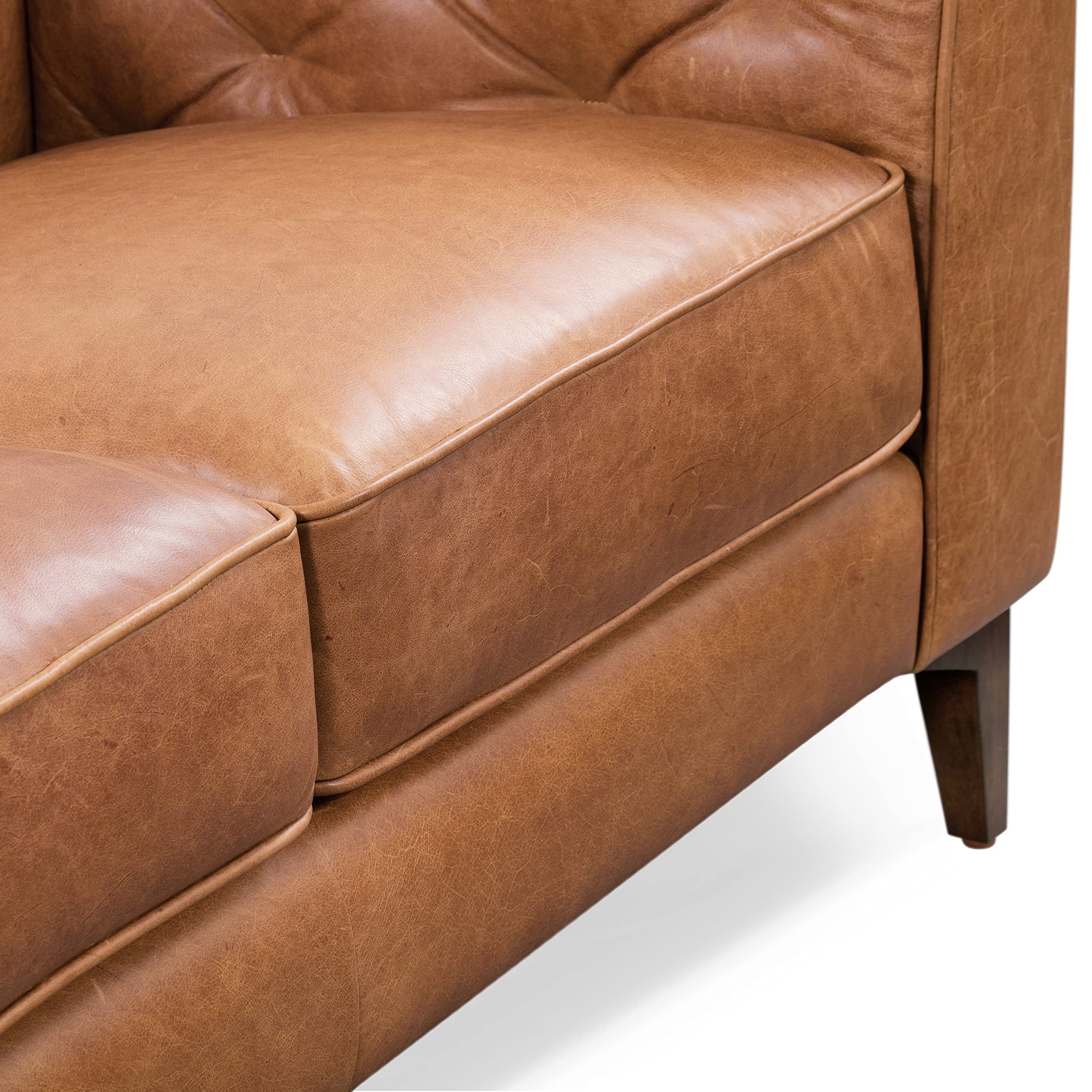 Poly & Bark Essex Leather Couch – 89-Inch Sofa with Tufted Back - Full