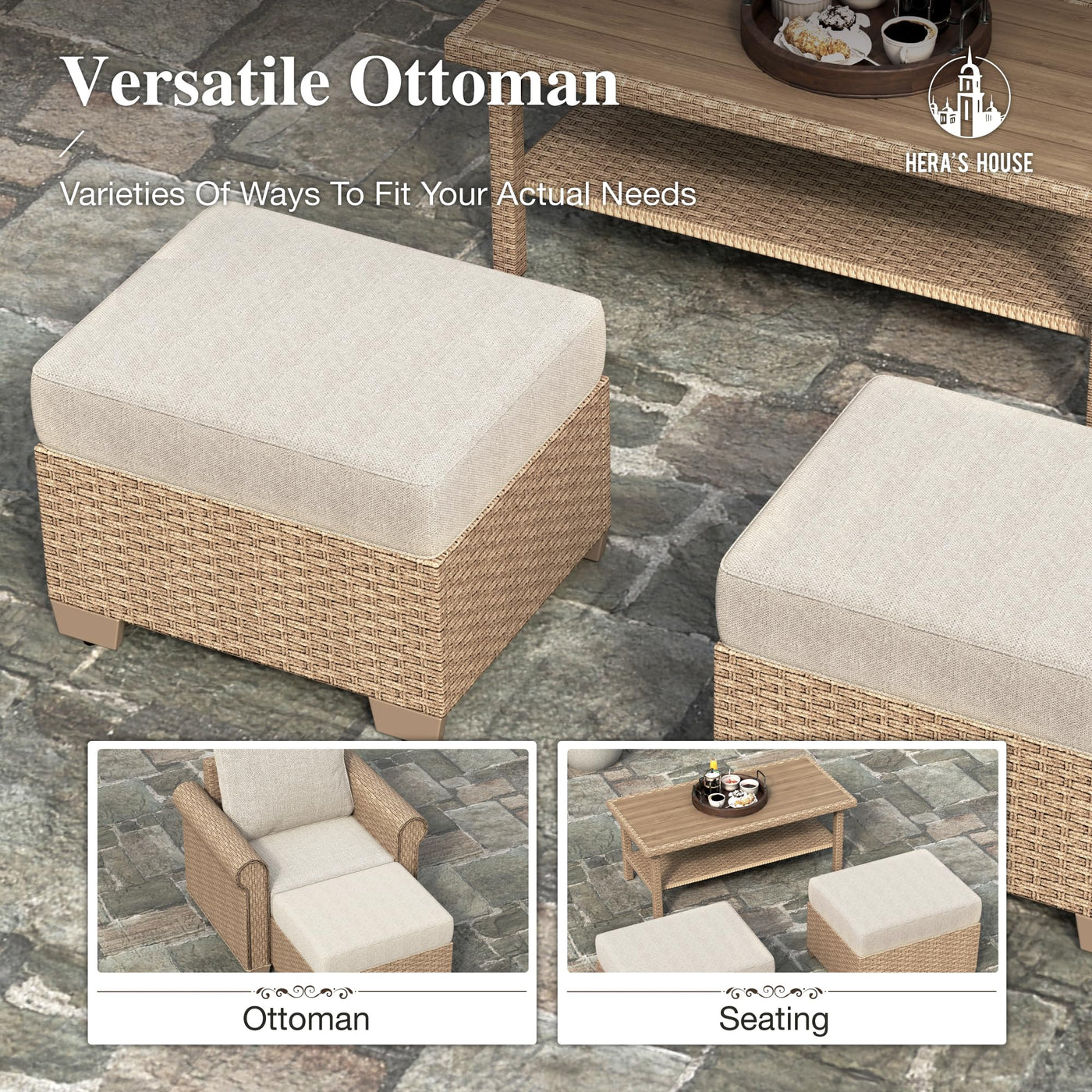 HERA'S HOUSE 5-Piece Patio Furniture Set, All Weather 7 Seats Outdoor