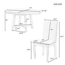 Merax Dining Table Set for 4, Wood Round Extendable Dining Table and 4