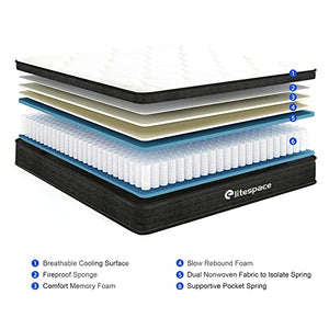 elitespace Queen Mattress,12 Inch Memory Foam Hybrid Mattresses in a B