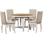 Merax Dining Table Set for 4, Wood Round Extendable Dining Table and 4