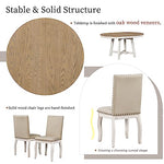 Merax Dining Table Set for 4, Wood Round Extendable Dining Table and 4