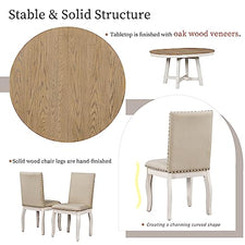 Merax Dining Table Set for 4, Wood Round Extendable Dining Table and 4