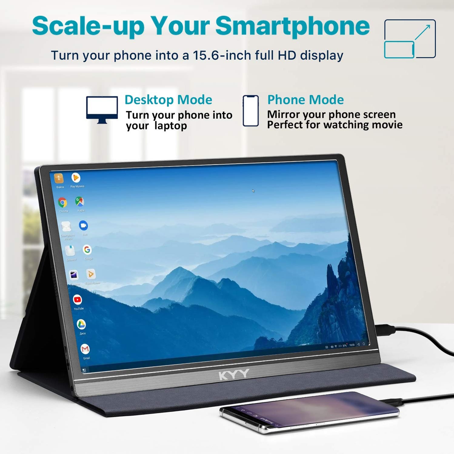 KYY Portable Monitor 15.6inch 1080P FHD USB-C, HDMI Computer Display H