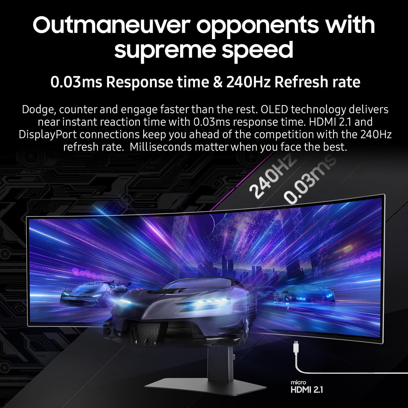 SAMSUNG 49" Odyssey G93SC Series OLED Curved Gaming Monitor, 240Hz, 0.