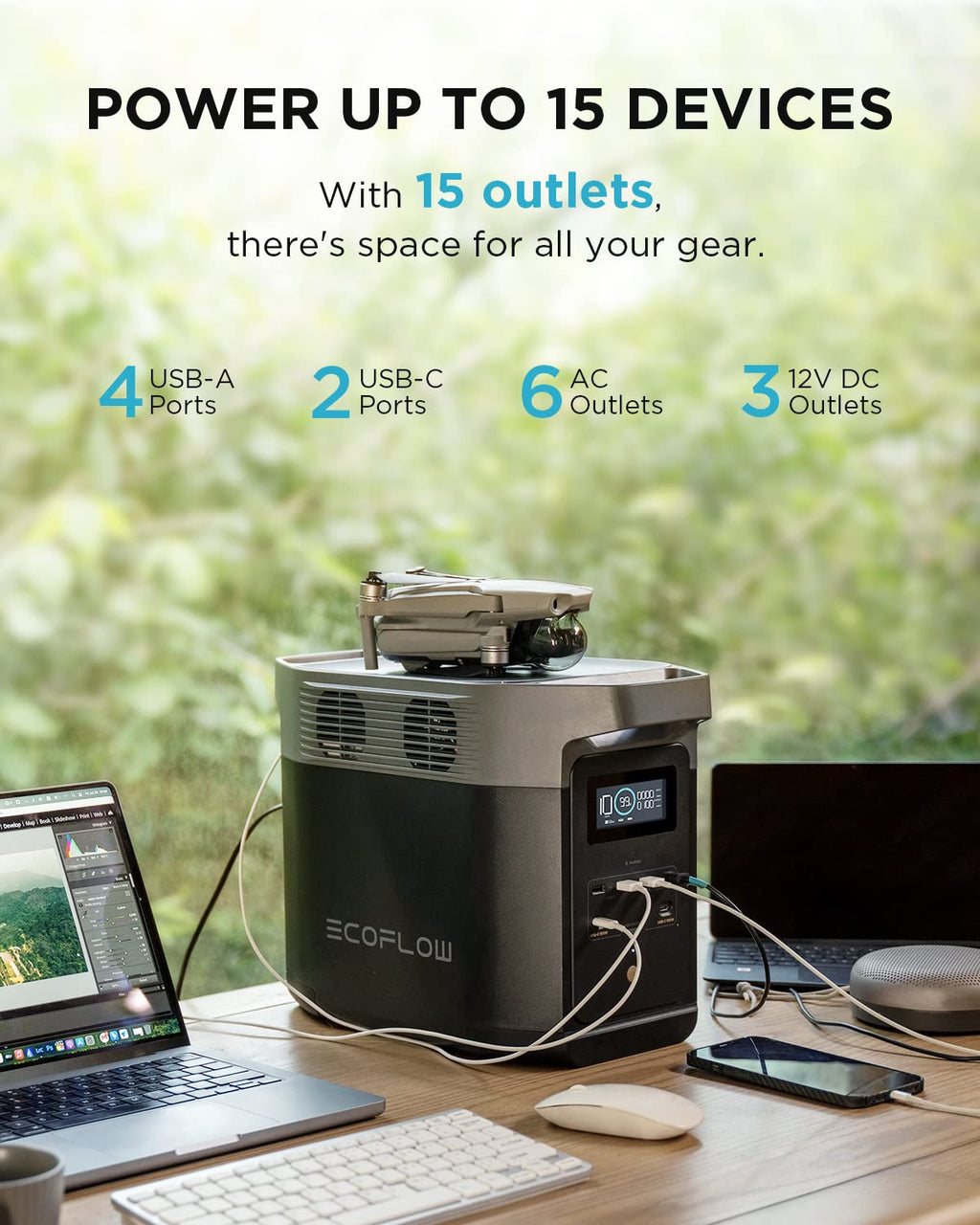 EF ECOFLOW RIVER 288Wh Portable Power Station,3 x 600W(Peak 1200W) AC
