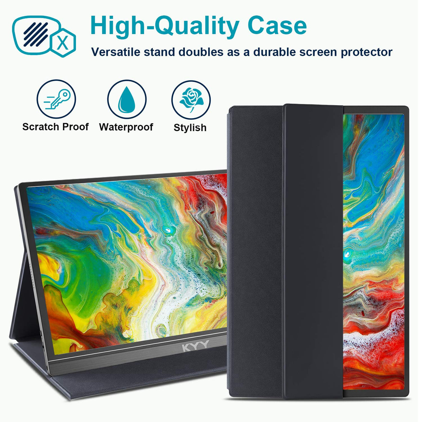 KYY Portable Monitor 15.6inch 1080P FHD USB-C, HDMI Computer Display H