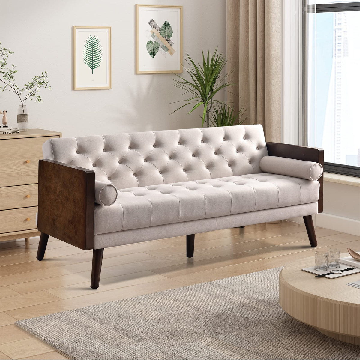EBELLO 70 inch Futon Sofa Bed, Convertible 2 in 1 Love Seat Sleeper So