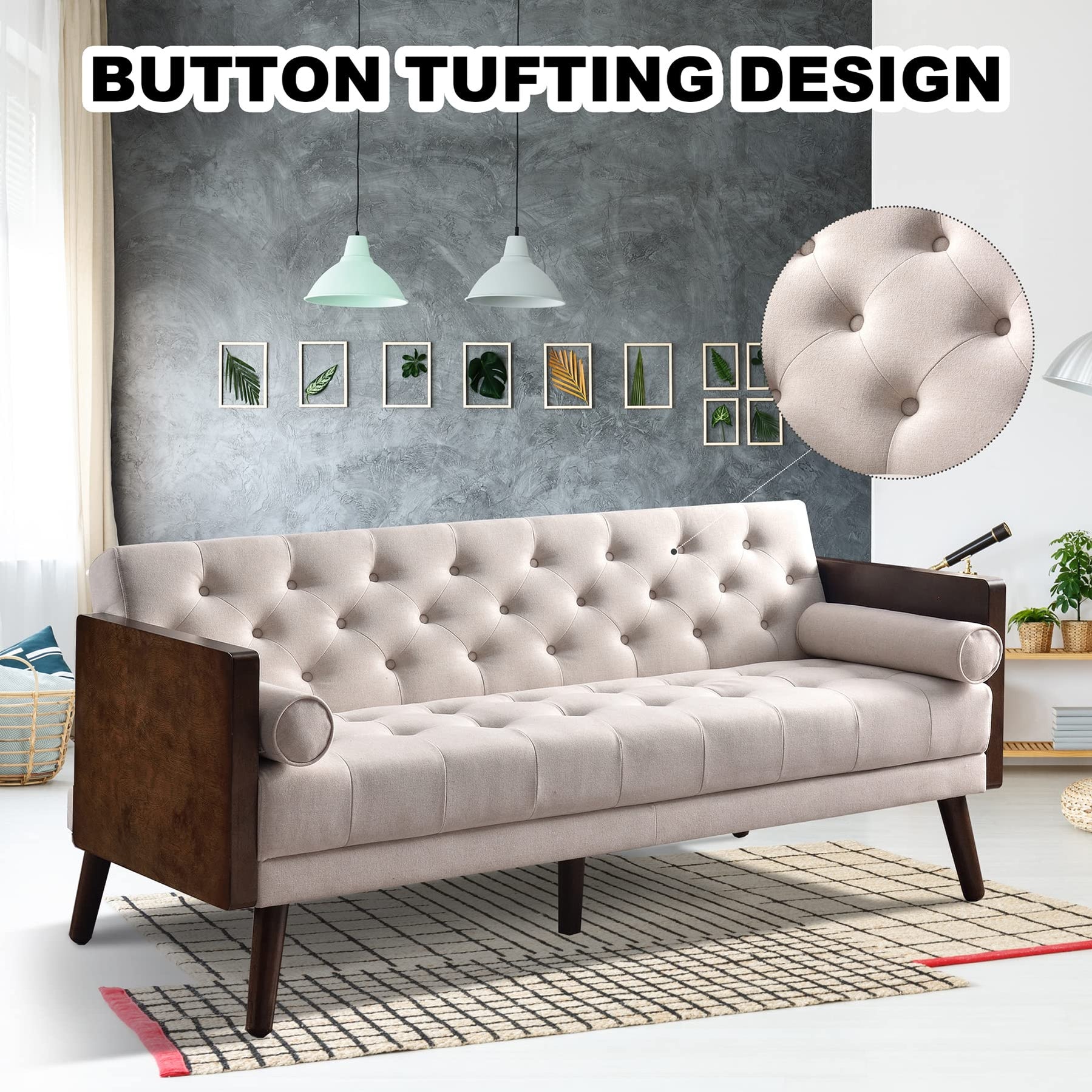 EBELLO 70 inch Futon Sofa Bed, Convertible 2 in 1 Love Seat Sleeper So