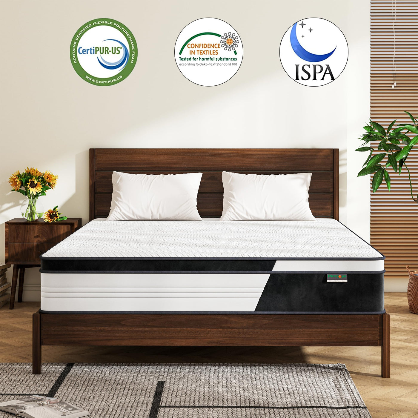 PurrJoys Full Mattress, 10 Inch Full Hybrid Mattress in a Box with Gel