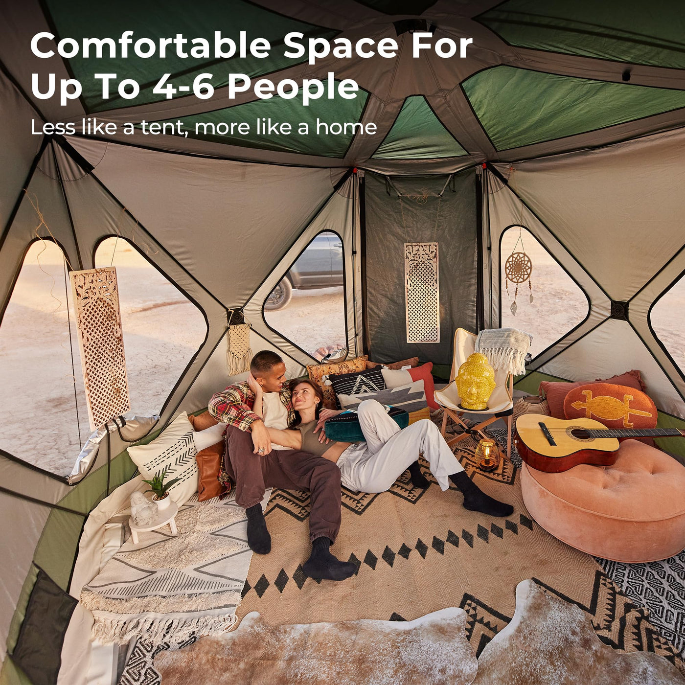 Space Acacia Camping Tent XL, 4-6 Person Large Family Tent with 6'10''